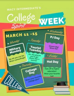 College Spirit Week, Monday, 3/11, Camouflage Day | Macy Intermediate ...
